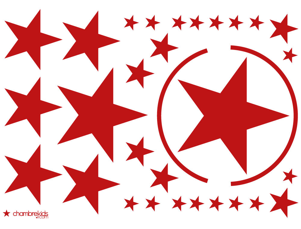Stickers étoiles rouge, autocollant étoile
