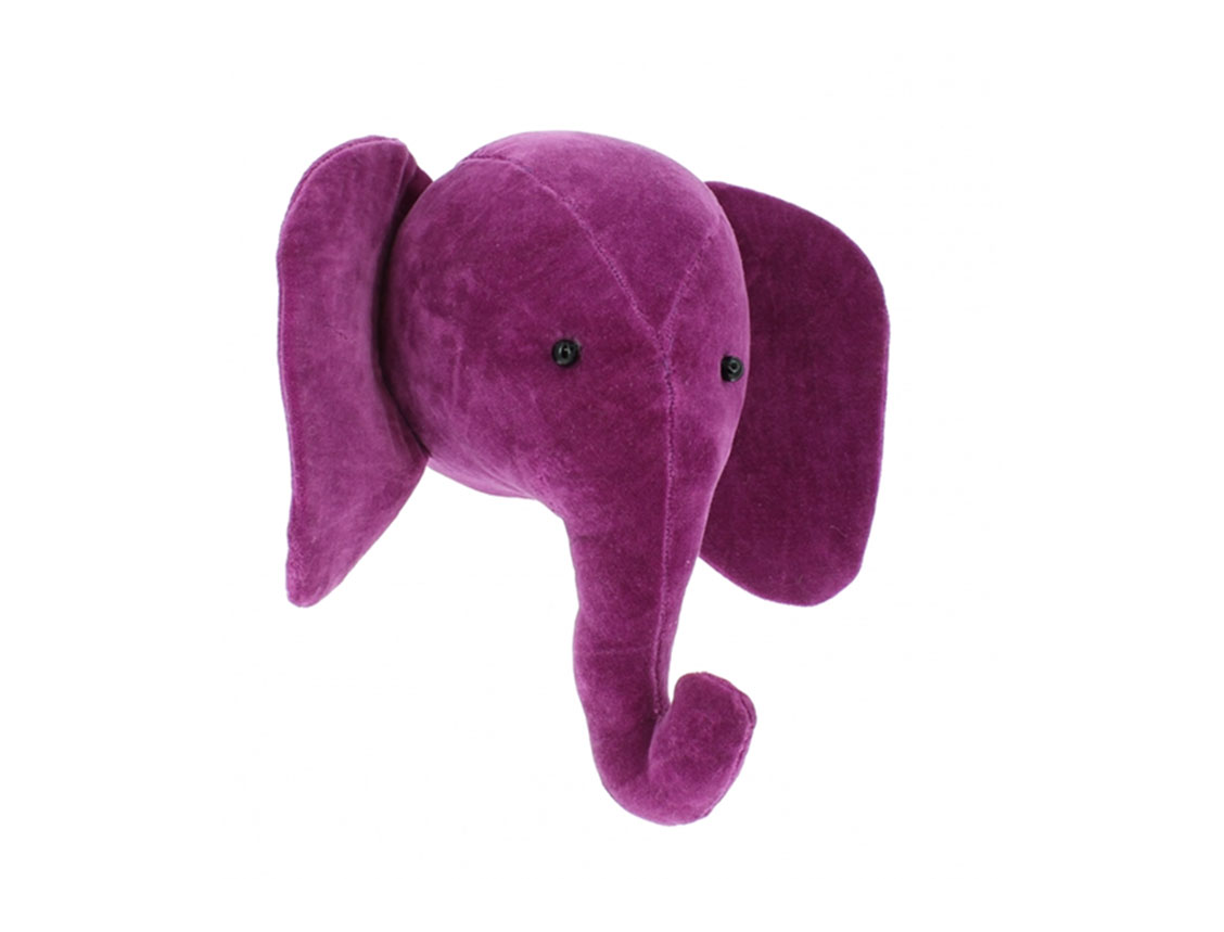 Mini trophée Tête d'éléphant violet, trophées muraux