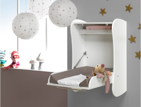 Wall-mounted changing table-white, eco-friendly, French-made